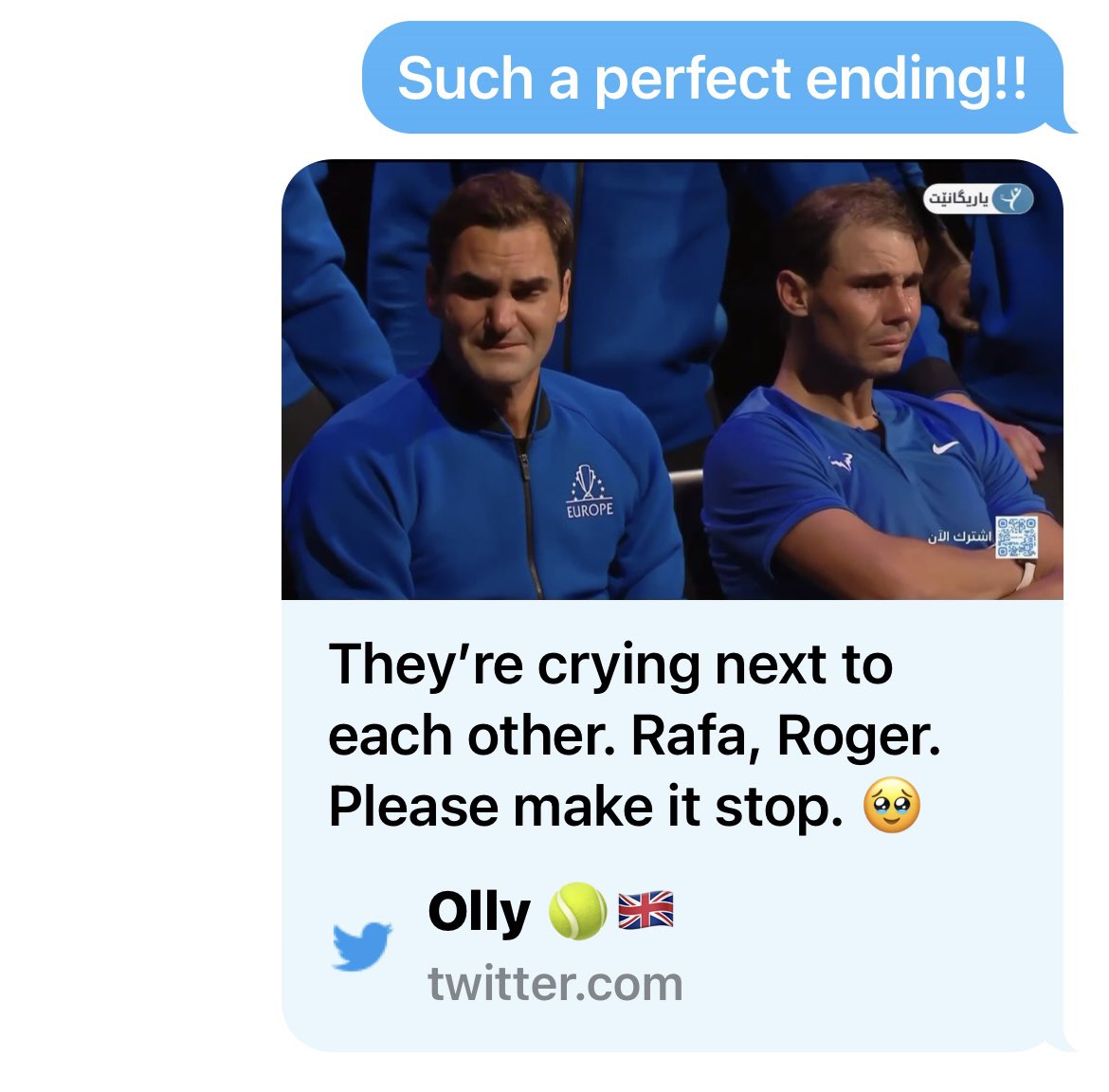 Martyn Bailey on Twitter: "That I send my mother tweets with videos of Rafa and Roger crying and ...