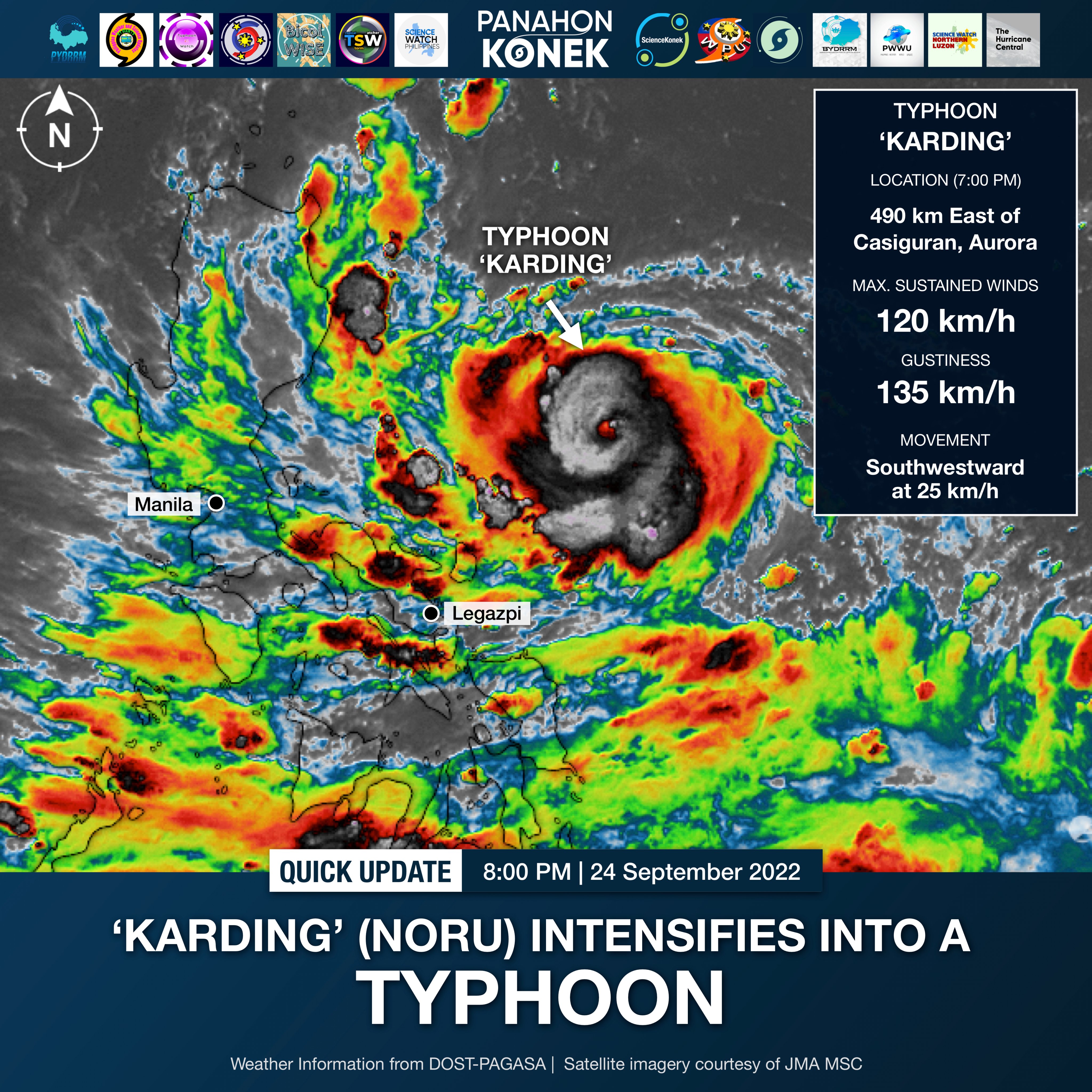 ScienceKonek on Twitter: "'KARDING' INTENSIFIES INTO A TYPHOON⚠️ Lumakas pa ang bagyong # ...