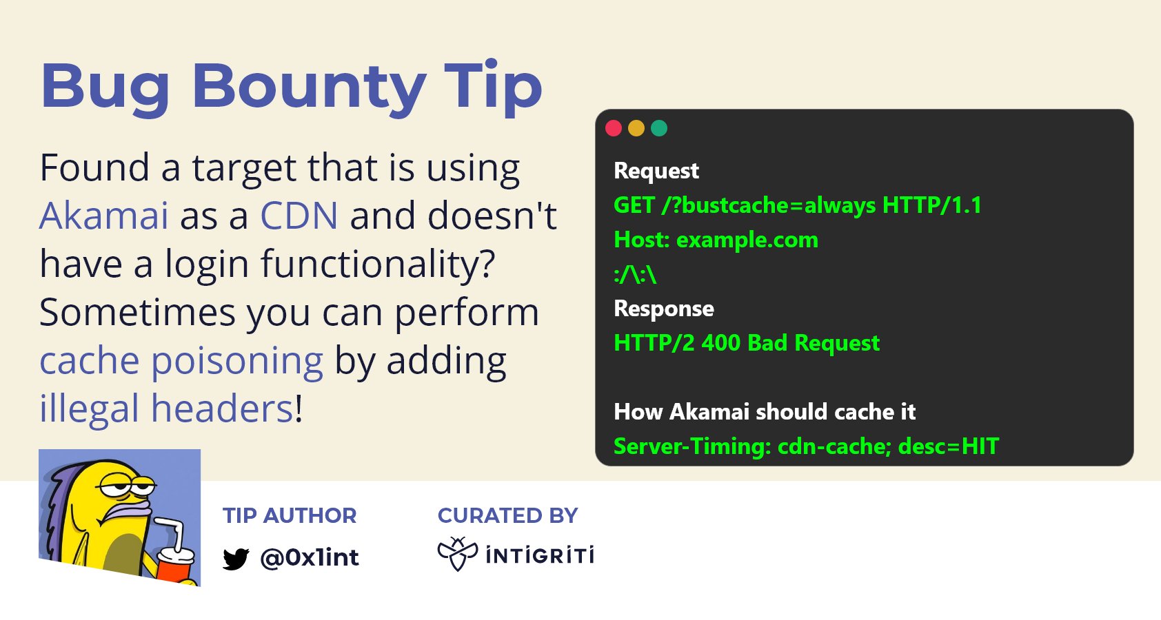 INTIGRITI on Twitter: "Time for a cache poisoning tip! @0x1int shows us how to poison certain ...