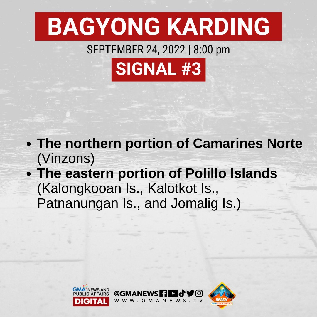 GMA News on Twitter: "Itinaas na sa Signal No. 3 ang ilang lugar sa bansa dahil sa Typhoon ...