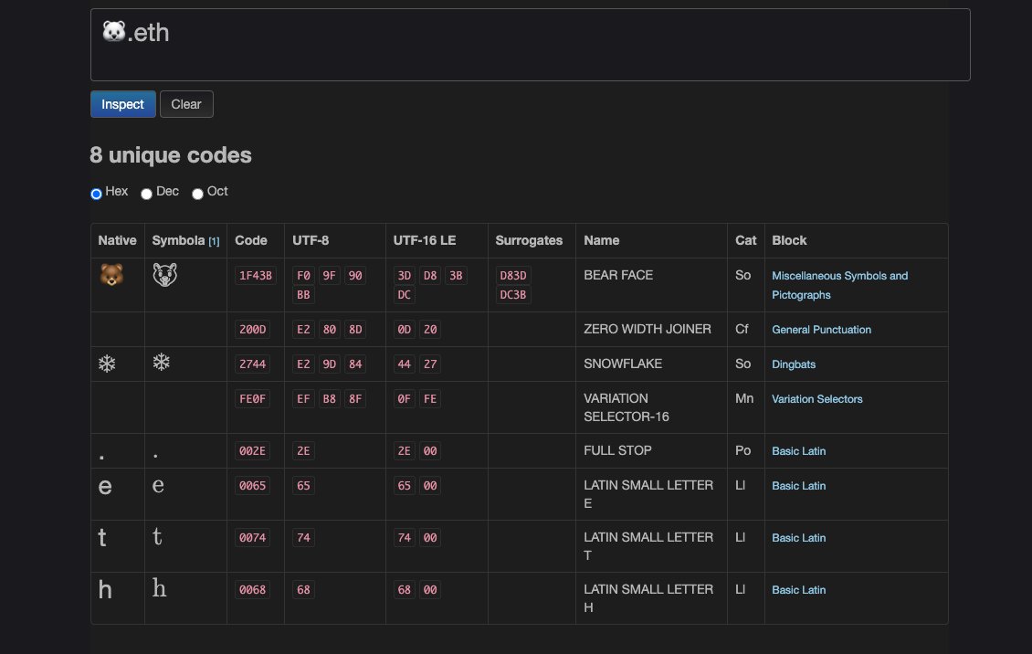 foe.eth on Twitter: "1/2 THE UNICODE INSPECTOR Many still don't know about this great tool 👉 ...