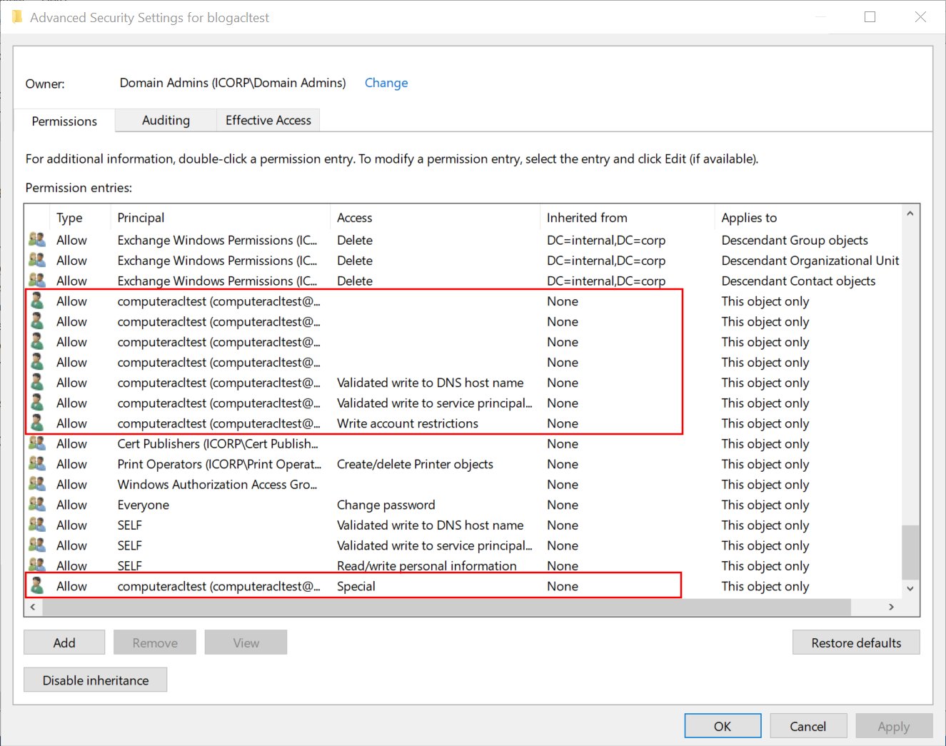 Ptrace Security GmbH on Twitter: "Abusing forgotten permissions on computer objects in Active ...