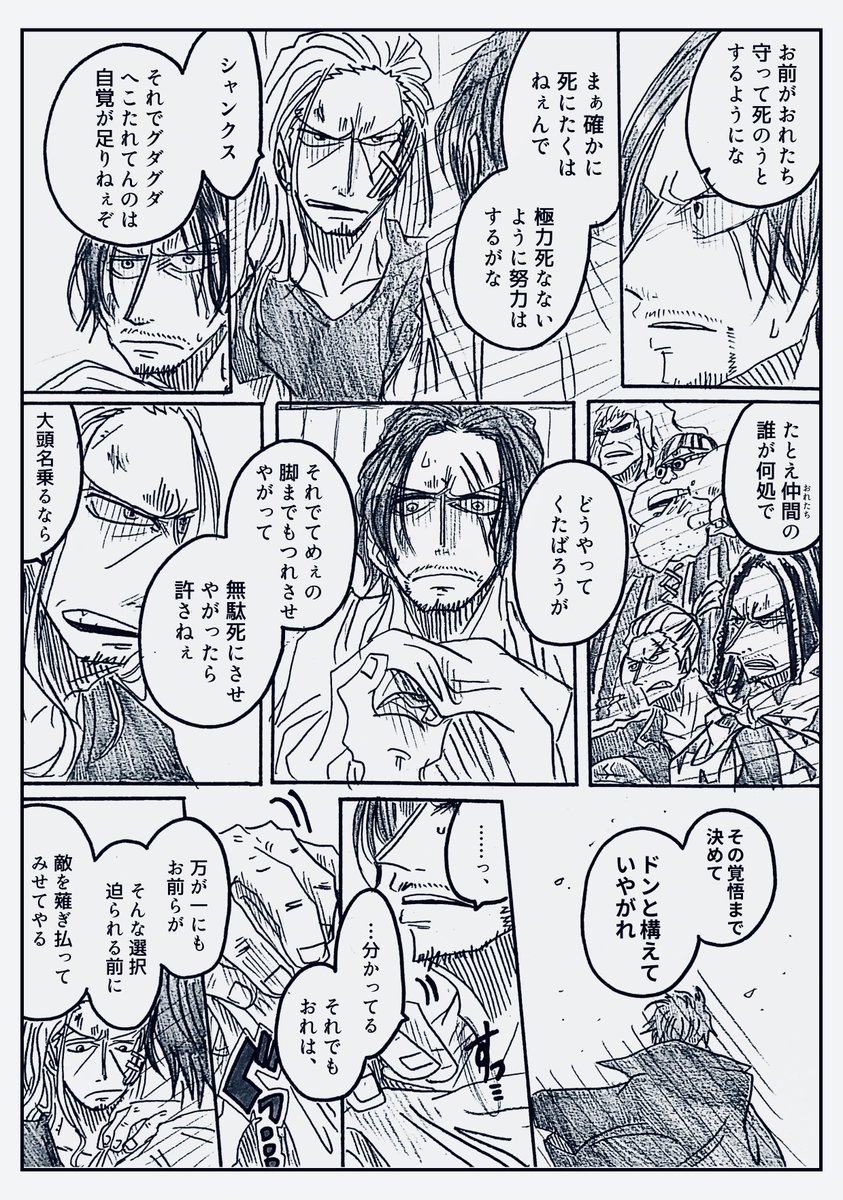 再掲&赤髪海賊団】 副船長の頬の傷が、もし大頭を庇って負ったものだったら…とい」|Kyasu/ 5.4GLCの漫画