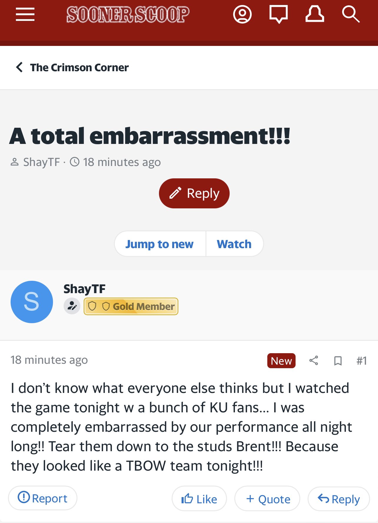Message Board Geniuses on Twitter: "It was a tough night for #Oklahoma fans. #BoomerSooner https ...