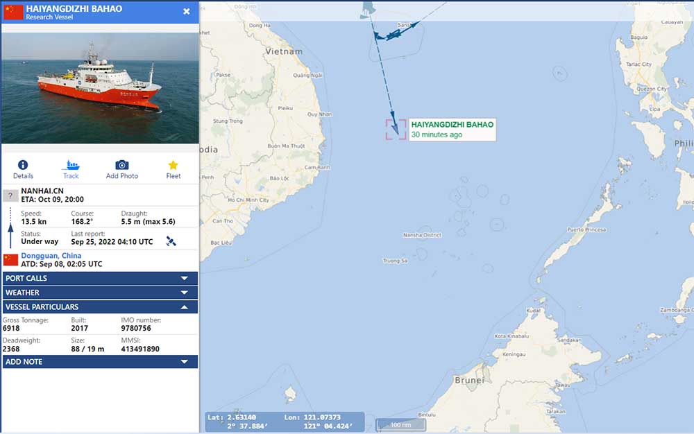 Duan Dang on Twitter: "China's survey ship Haiyang Dizhi 8 is heading to the Spratly Islands in ...