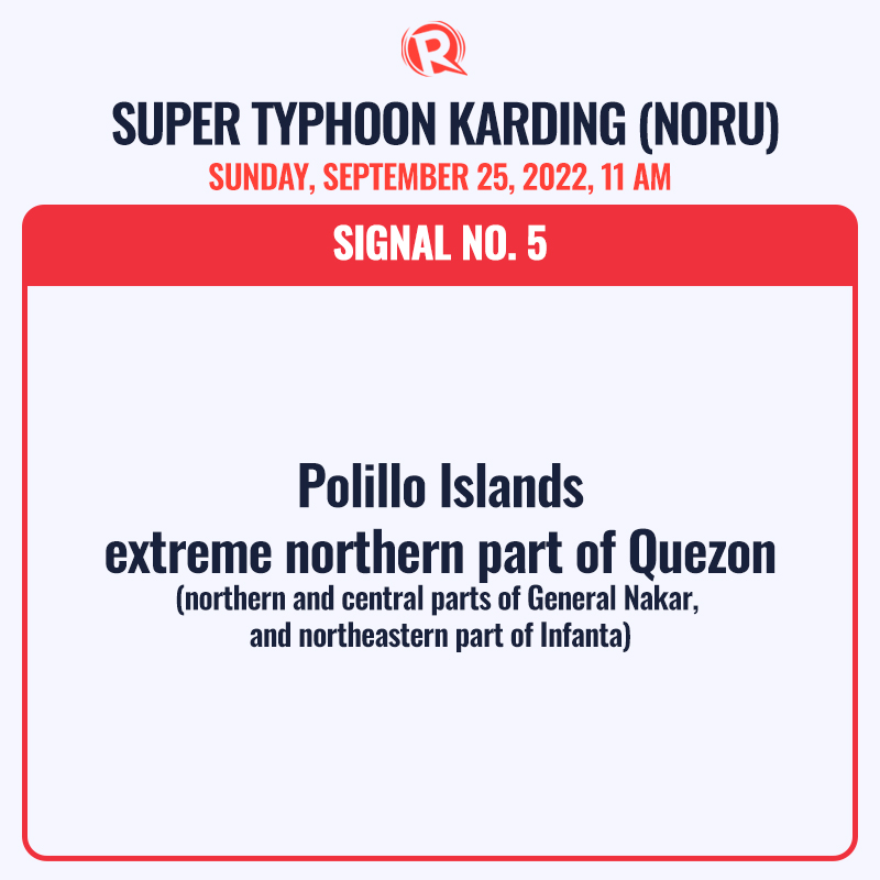 Rappler on Twitter: "#WeatherAlert: Here are the areas under Signal No. 5 due to Super Typhoon ...