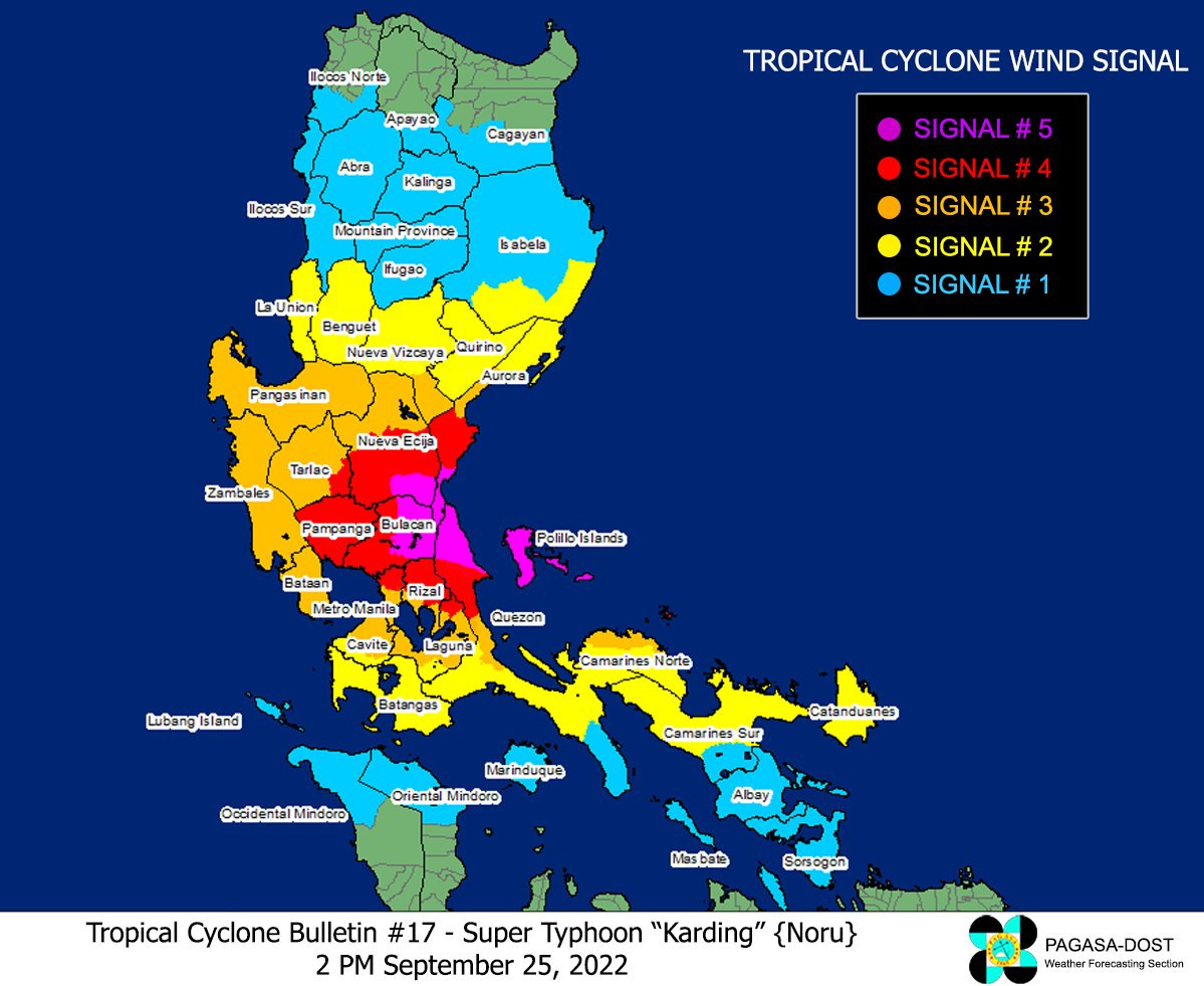 PAGASA-DOST on Twitter: "TROPICAL CYCLONE BULLETIN NO. 17 Super Typhoon "#KardingPH" (NORU ...
