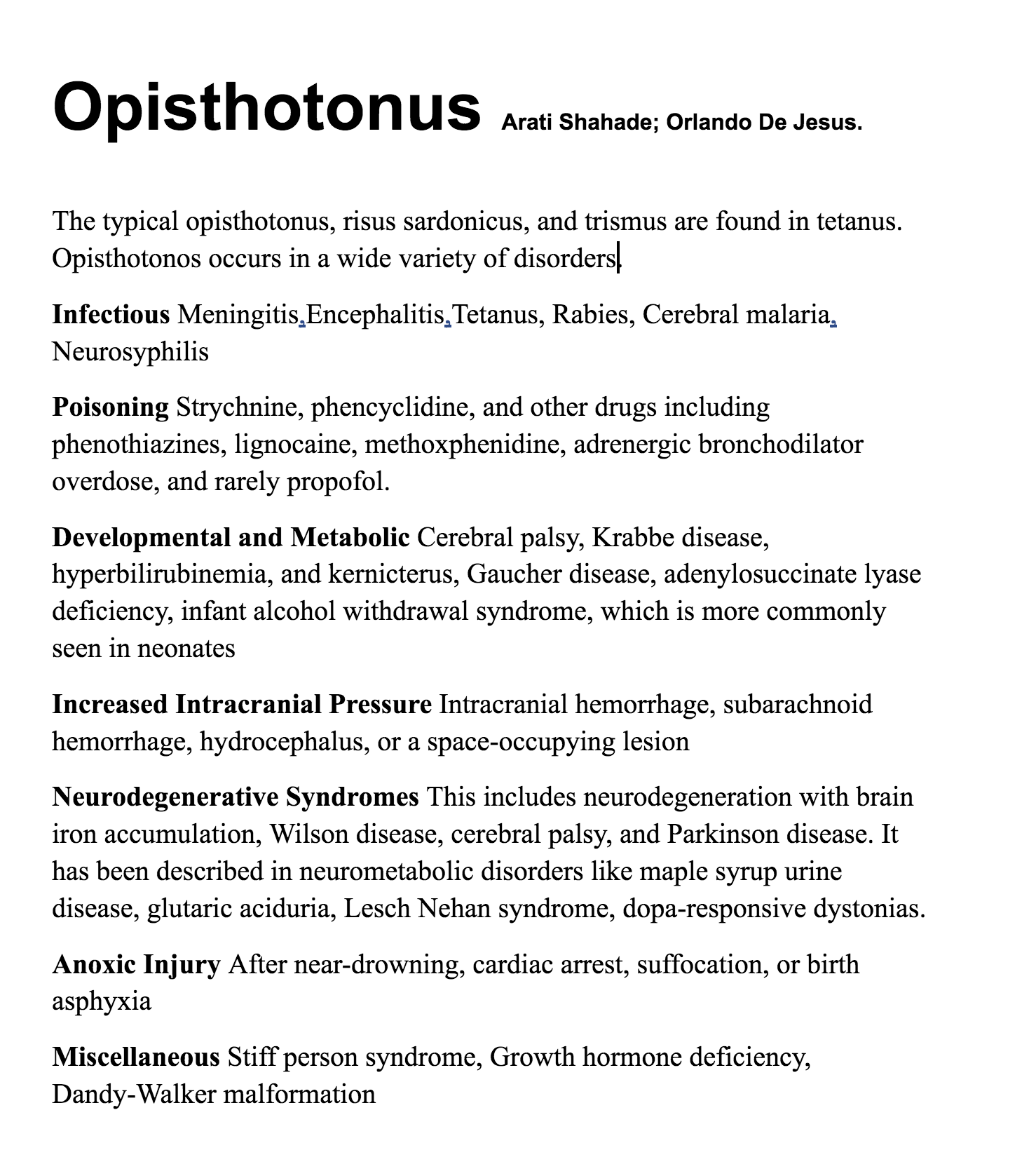 Opisthotonus In Infants