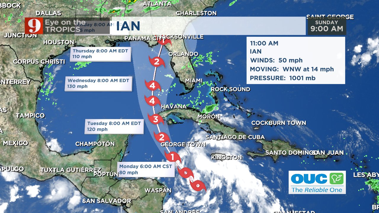 Tom Terry on Twitter: "11am Sunday: #Ian gradually organizing and expected to RAPIDLY INTENSIFY ...