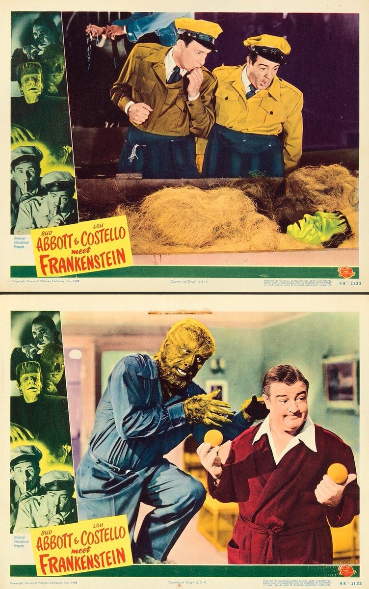 Cory Doctorow on Twitter: "Abbott and Costello Meet Frankenstein Lobby Cards (1948) https ...