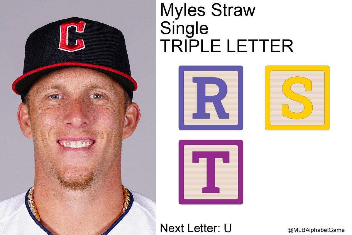 Mlb Alphabet Game On Twitter Triple Letter Myles Straw Just Hit A Single Fortheland His Name