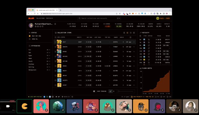 JiaMiYing on Twitter: "10美元购买一个POTHEADZ NFT获得https://t.co/rL80ZSGP7q测试版访问，Blur由Paradigm资助。在公测上线时 ...