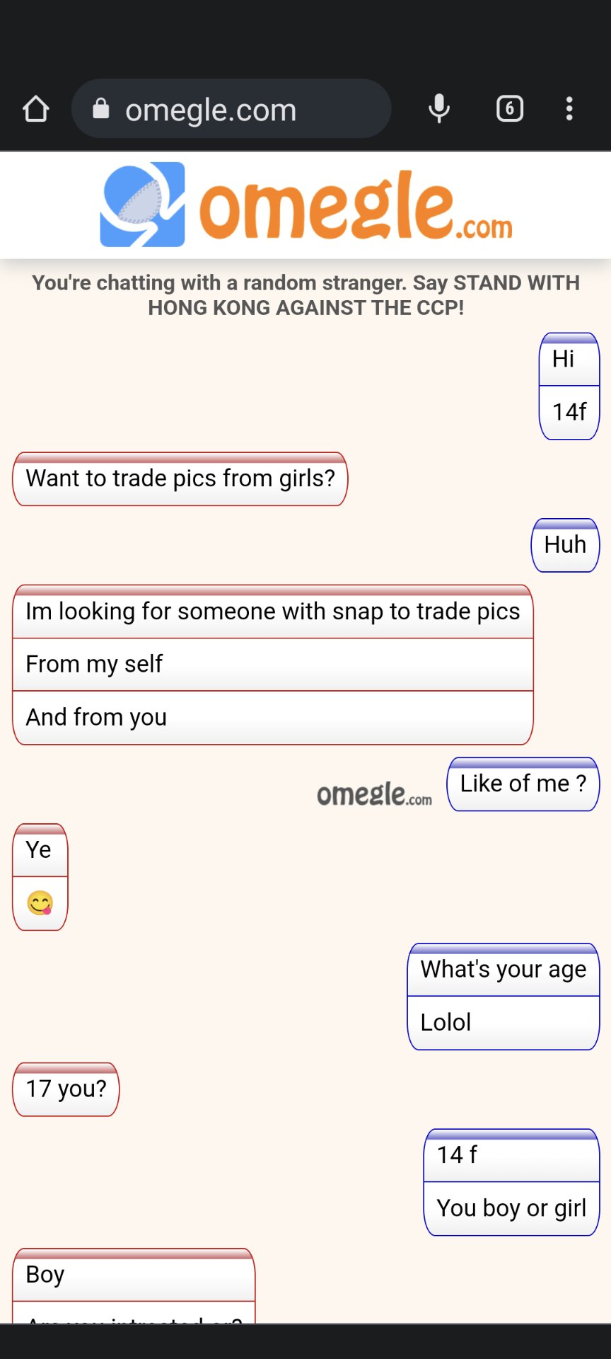 Sgt. Kerry Shima on Twitter: "Here's a screen cap of a 90 second exchange I had (posing as a 14 ...