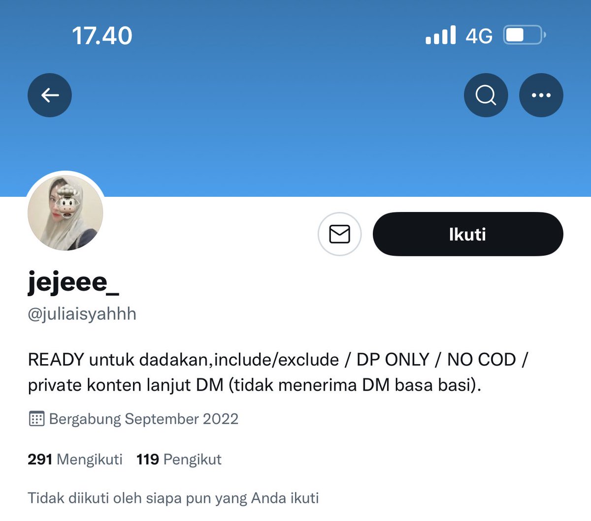 jeje oc real acc on Twitter: "ini bukan akun gue ya, report aja @juliaisyahhh"