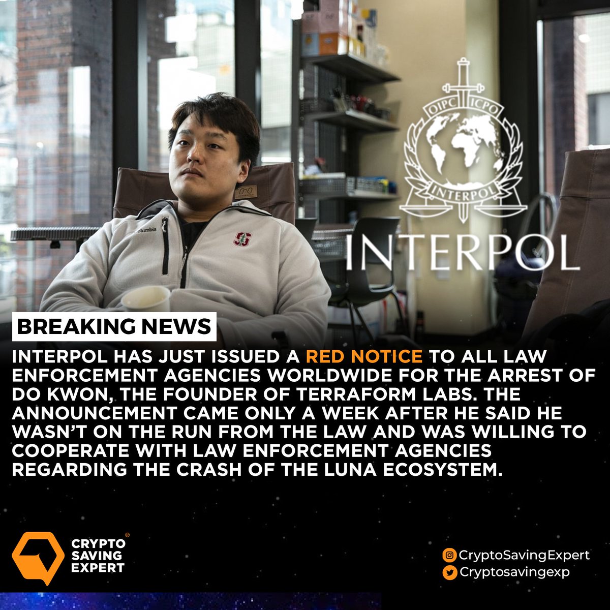 That Martini Guy ₿ on Twitter: "LUNA FOUNDER DO KWON WANTED BY INTERPOL 🚨🔥"