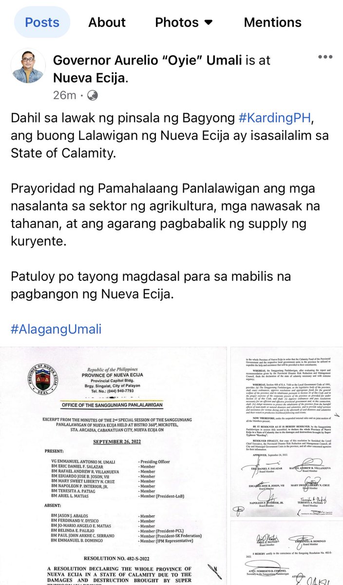 ABS-CBN News on Twitter: "Province of Nueva Ecija will be under the state of calamity, Governor ...