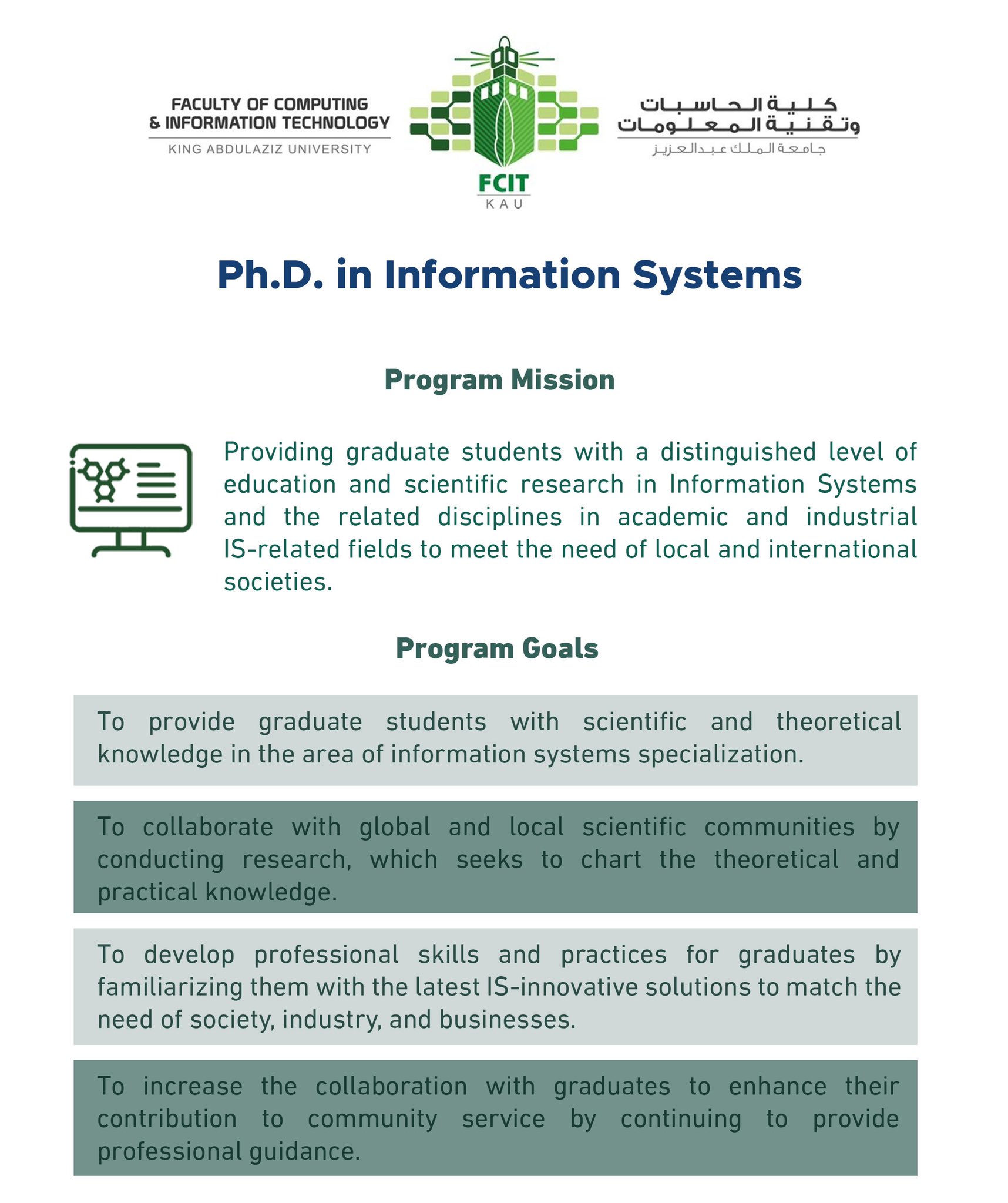 كلية الحاسبات FCIT# on Twitter: "Current Graduate Programs offered by the Information Systems ...