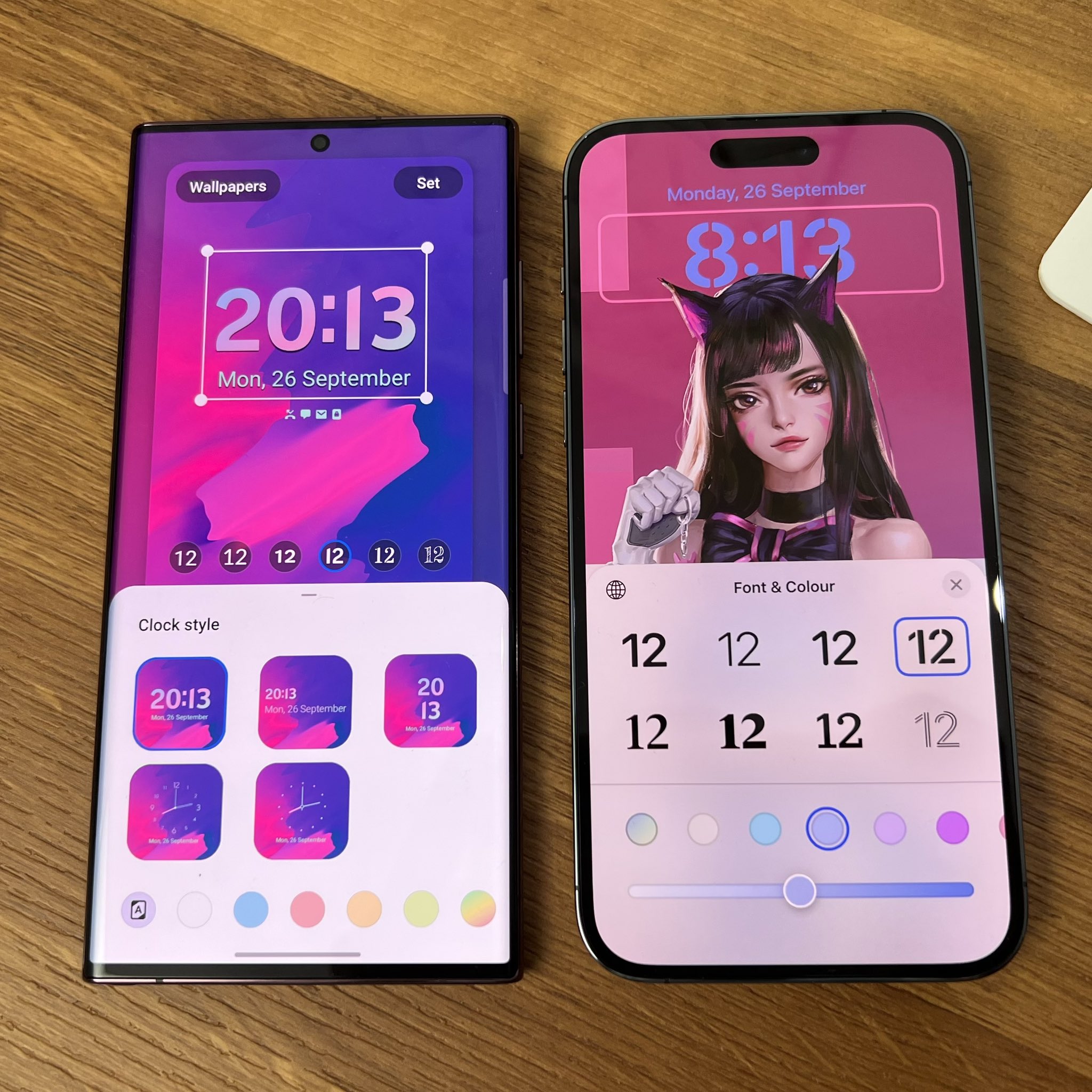 TechDroider on Twitter: "Apple iOS 16 vs Samsung OneUI 5 (Android 13) - Lock Screen https://t.co ...