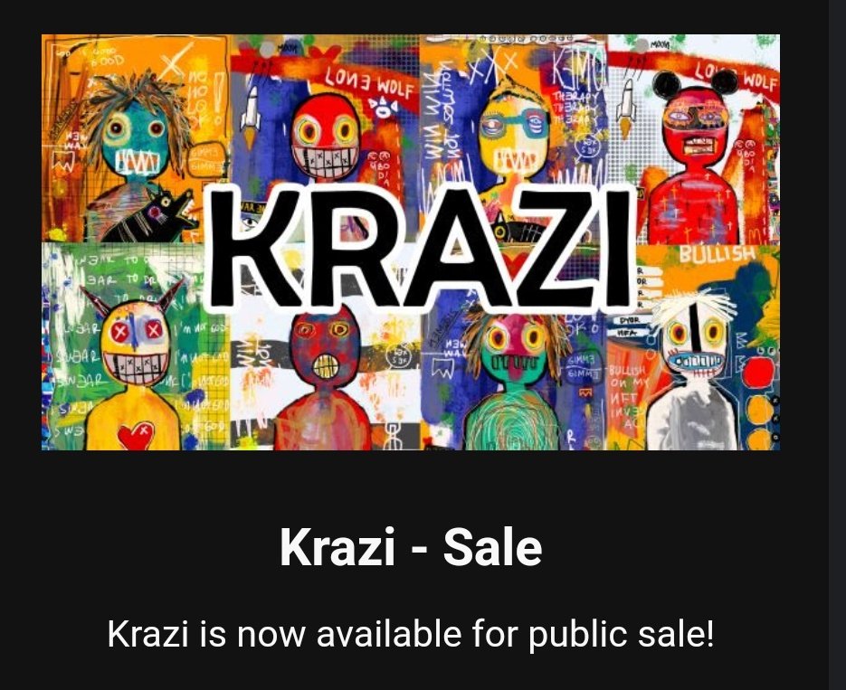 Tankuss on Twitter: "RT @ezraigor: KRAZI is AVAILABLE NOW 333 Krazis with only 3 Legendary 0.01 ...