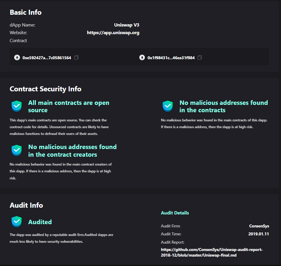 Go+ Security TR on Twitter: "Örneğin, Uniswap'ın adresini (https://t.co/5UptMA72Ll ...