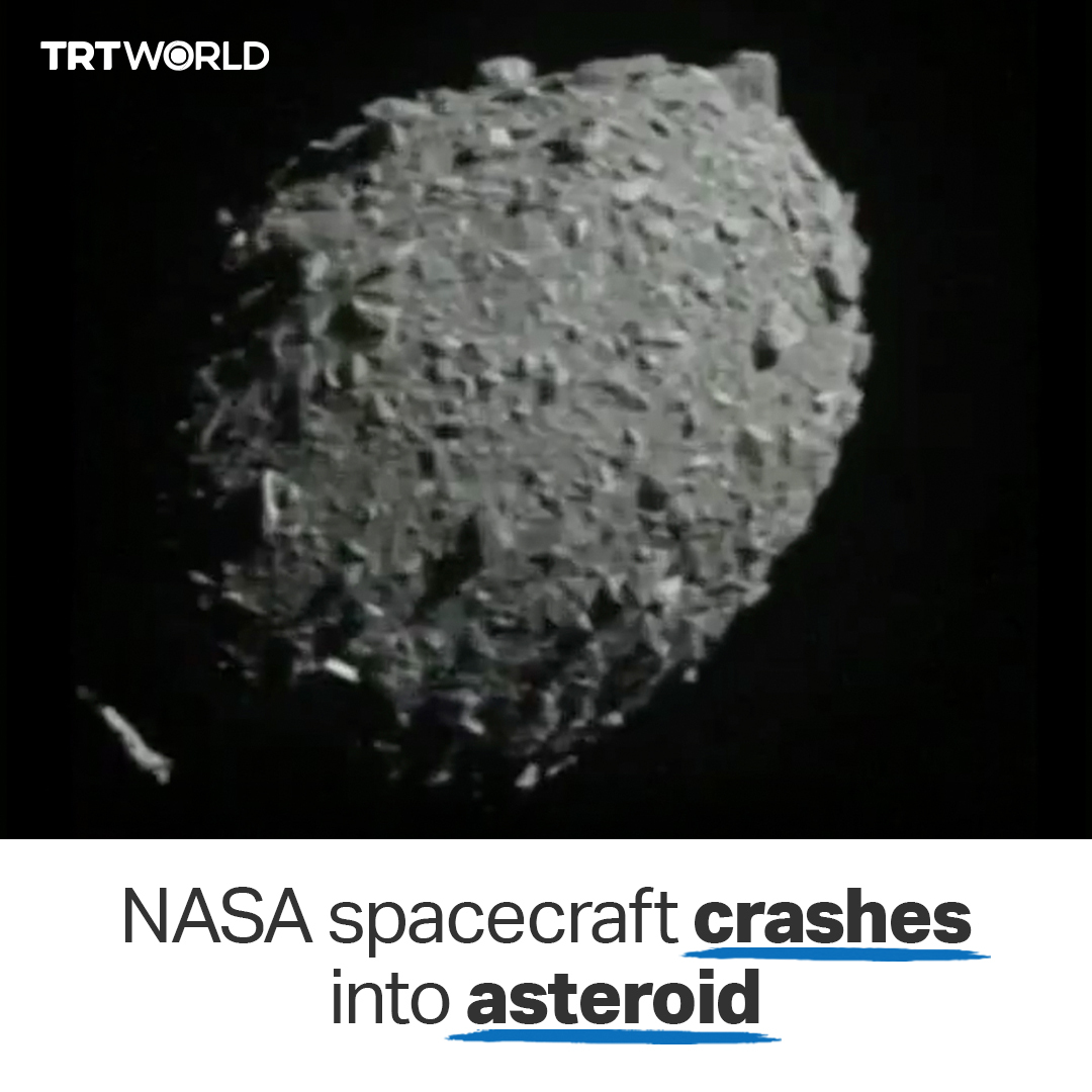 TRT World on Twitter: "NASA's DART spacecraft successfully crashed into a distant asteroid in a ...