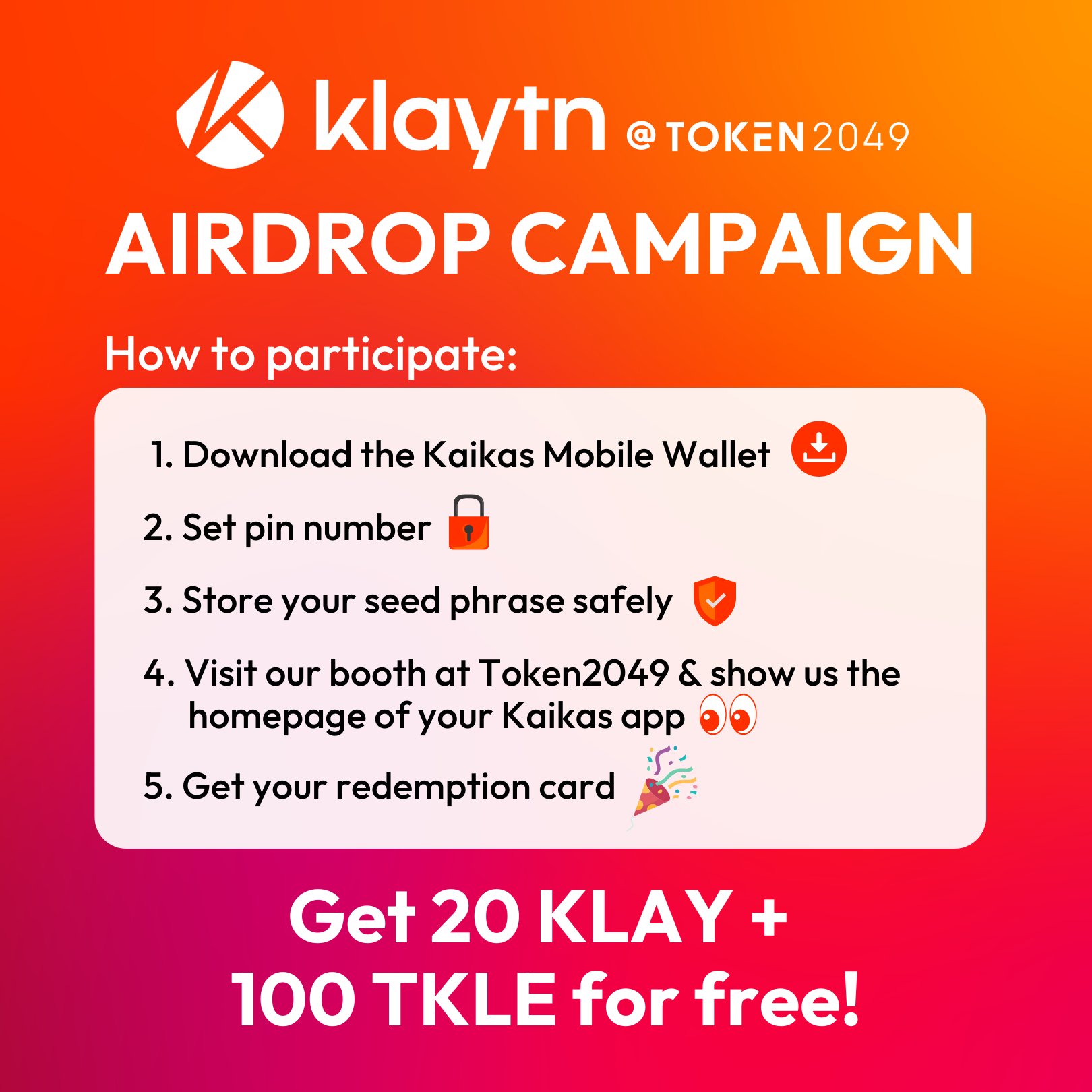 Klaytn on Twitter: "📣 A special #airdrop for #TOKEN2049 Singapore attendees 🎁 In collaboration ...