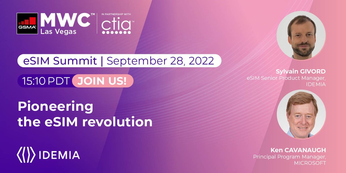IDEMIA on Twitter: "REMINDER 📆 Join us tomorrow at #MWC Las Vegas for the eSIM Summit where our ...
