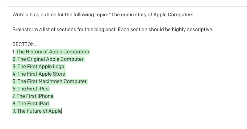 🤖Prompt Tips for GPT-3. Writing a blog post with AI. Topic = Apple ...