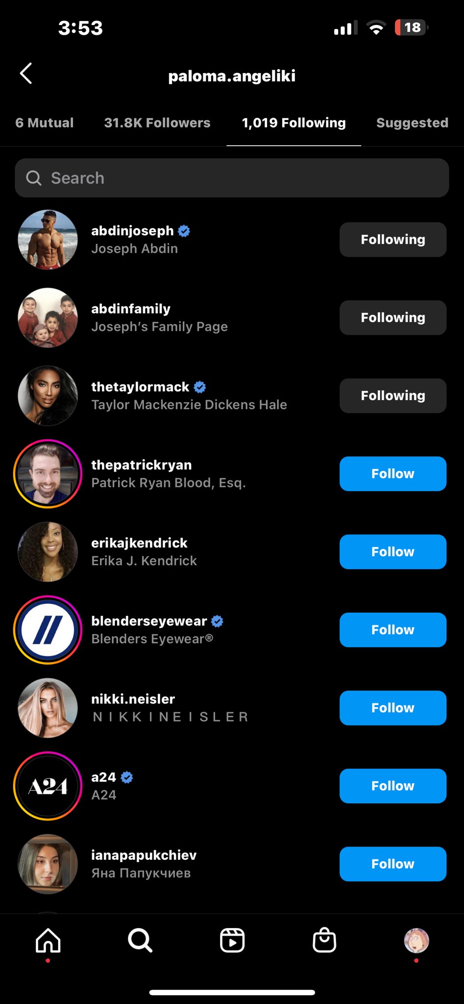 😋 on Twitter: "Paloma following both Taylor and Joseph but Taylor and Joseph not following her 🤭 ...