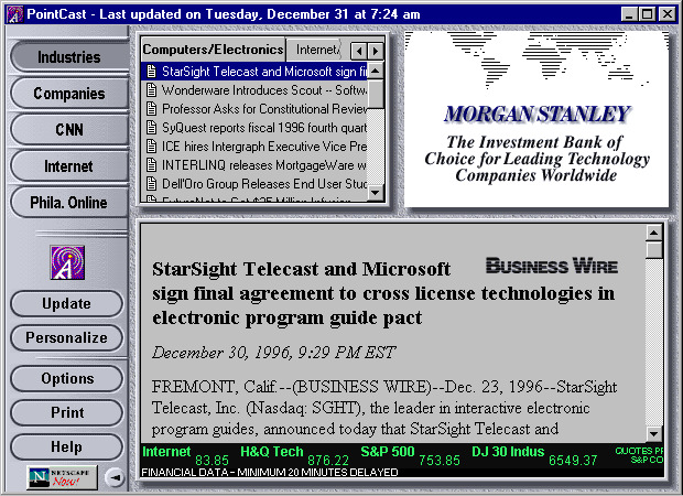 Retro Tech Dreams on Twitter: "PointCast (1996)"