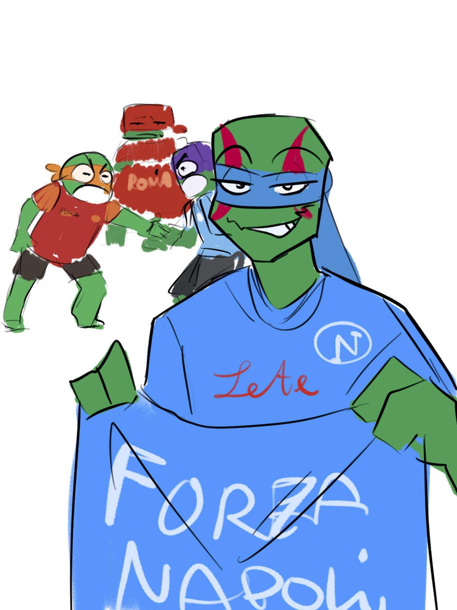 Livia 🐢💖- COMMISSIONS OPEN on Twitter: "Italian turtles Canon (they are fighting over football ...