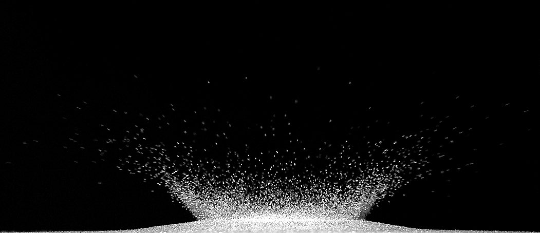 I’m shocked by the streamers in the ejecta. In ordinary granular splash ...
