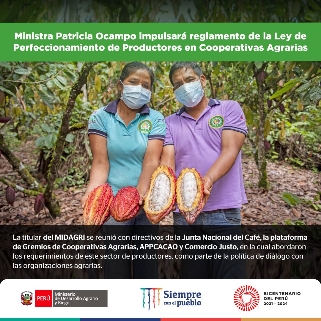 MIDAGRI - PERÚ on Twitter: "Ministra Patricia Ocampo impulsará reglamento de la Ley de ...