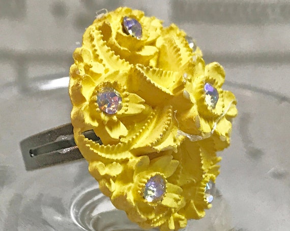 EtsySocial on Twitter: "Yellow Adjustable Statement Ring, https://etsy.com/listing/663924933 ...