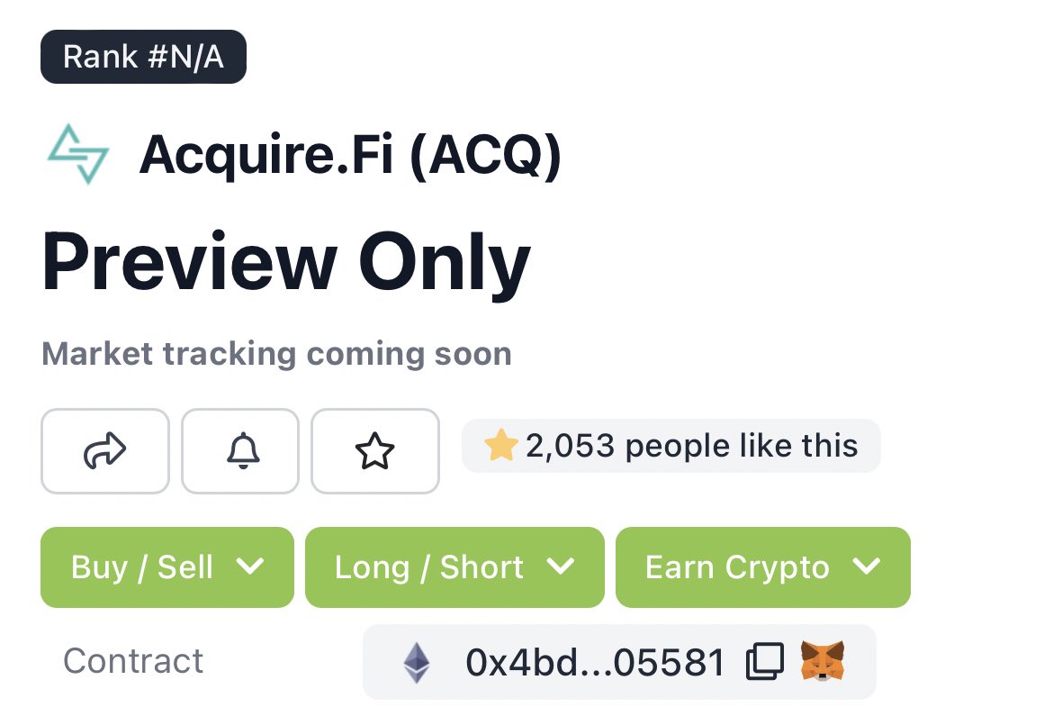 6 GIVEAWAYs :: CoinGecko "Acquire.Fi (ACQ)" :: $100 - $100 / Twitter