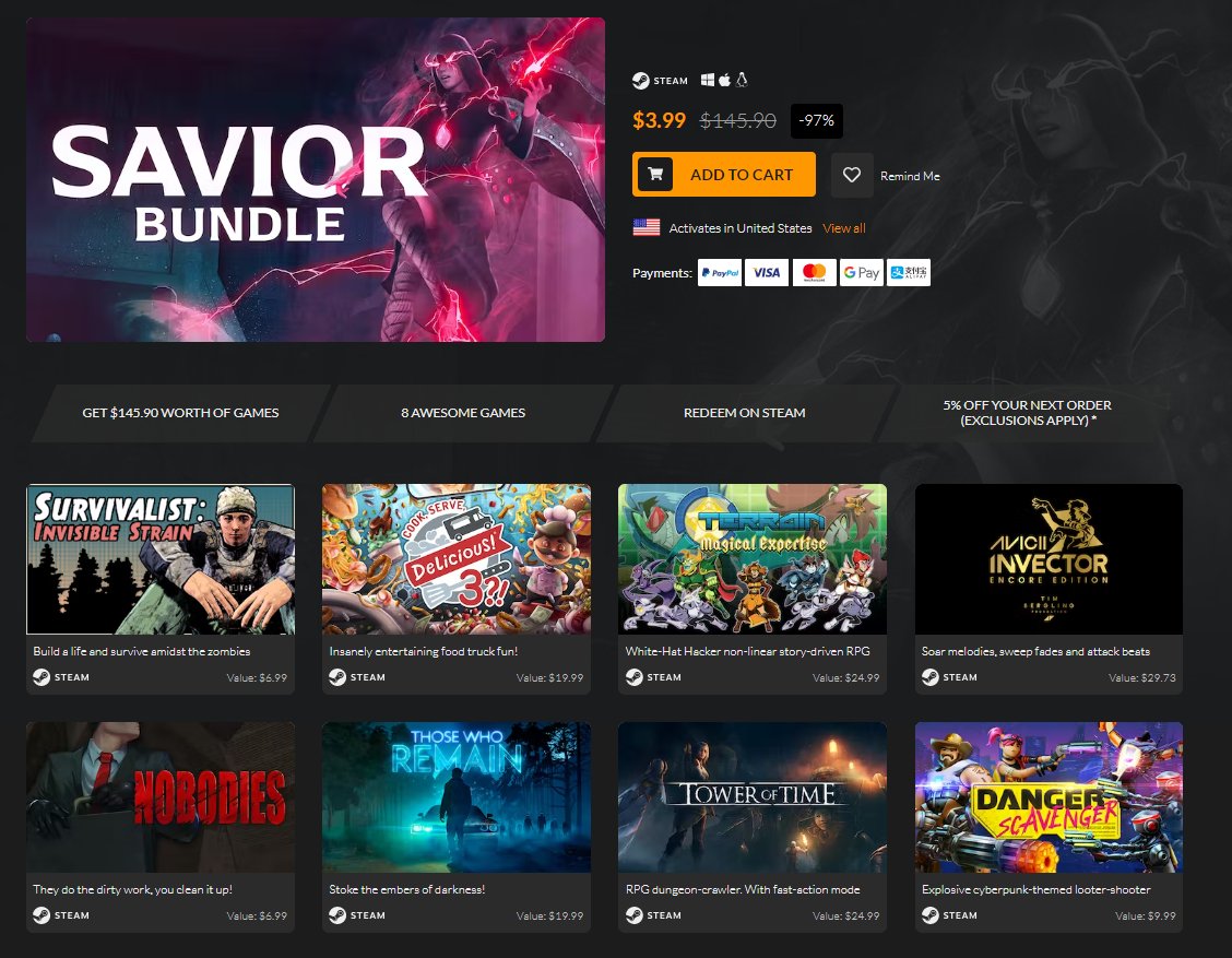 Wario64 on Twitter: "Savior Bundle on Fanatical (8 games for $3.99) https://bit.ly/3rbmG3s #ad"