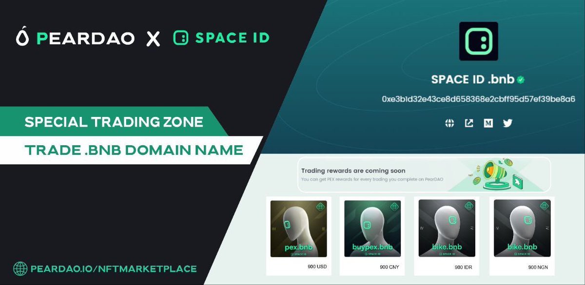 spaceid.bnb on Twitter: "RT @OfficialPearDAO: #PearDAO x @SpaceIDProtocol Special Trading Zone 🍐 ...
