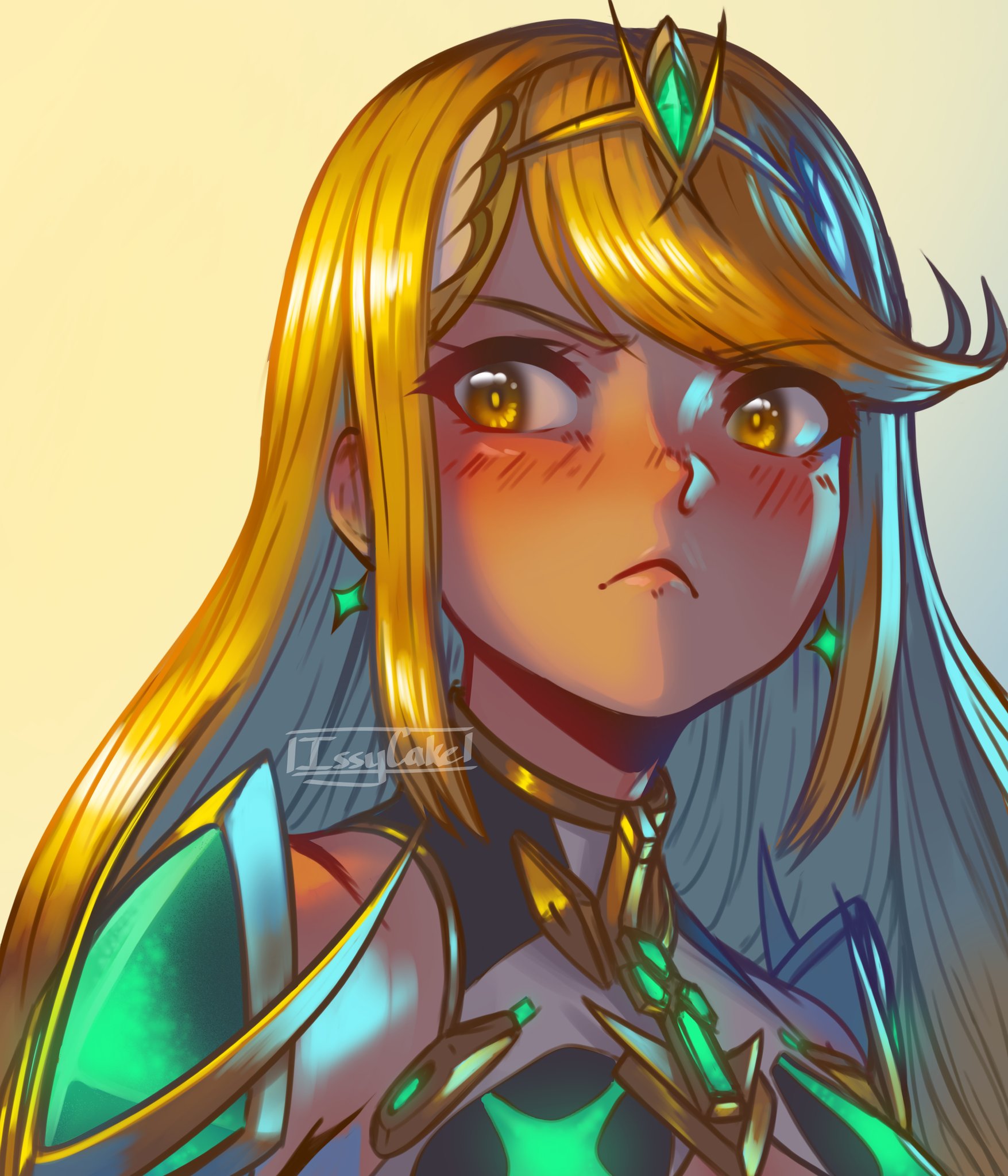 Issy🌟🍒 (WORKING ON COMMS) on Twitter: "Mythra comm for @/cawfeewithmilk 💛 https://t.co ...