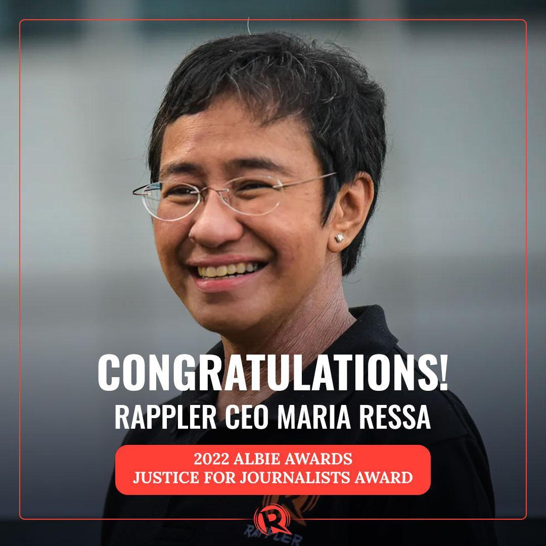 Rappler CEO and Nobel Peace Prize laureate Maria Ressa was named a ...