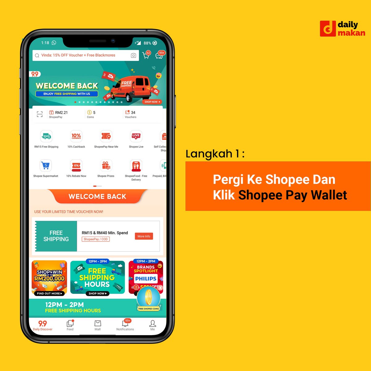 Daily Makan on Twitter: "𝐑𝐞𝐛𝐮𝐭 𝐛𝐚𝐮𝐜𝐚𝐫 𝐒𝐡𝐨𝐩𝐞𝐞 𝐛𝐞𝐫𝐧𝐢𝐥𝐚𝐢 𝐑𝐌𝟏𝟎𝟎 𝐛𝐢𝐥𝐚 𝐤𝐨𝐫𝐚𝐧𝐠 𝐭𝐨𝐩 𝐮𝐩 𝐒𝐡𝐨𝐩𝐞𝐞𝐏𝐚𝐲 𝐖𝐚𝐥𝐥𝐞𝐭 ...