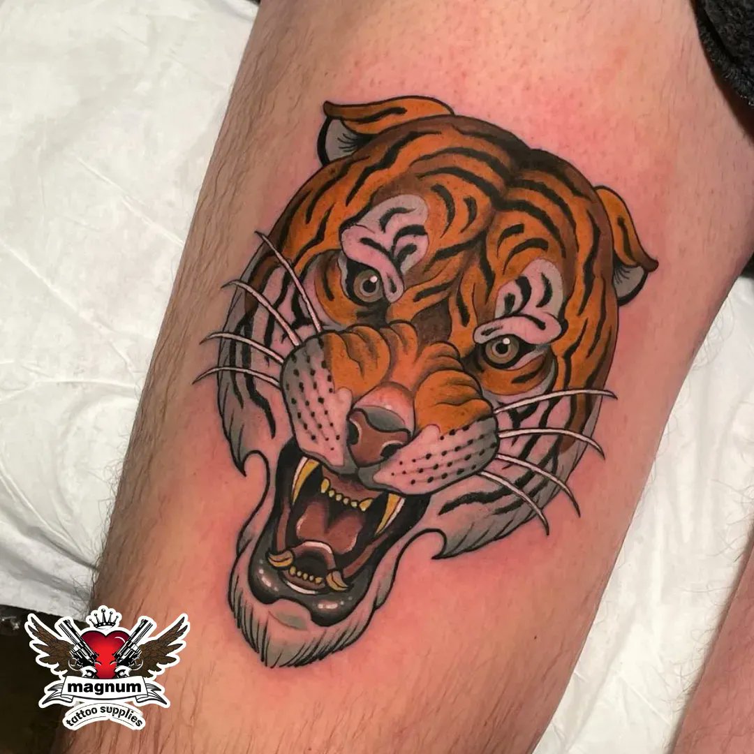 Neo Traditional Tiger Head Tattoo