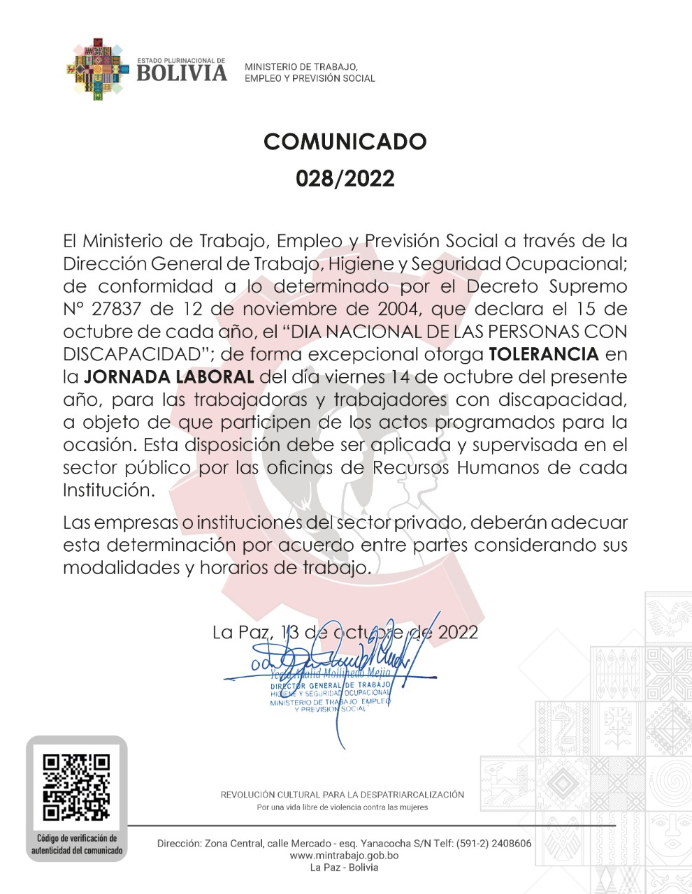 Ministerio de Trabajo, Empleo y Previsión Social on Twitter: "#Bolivia | Tolerancia laboral en ...