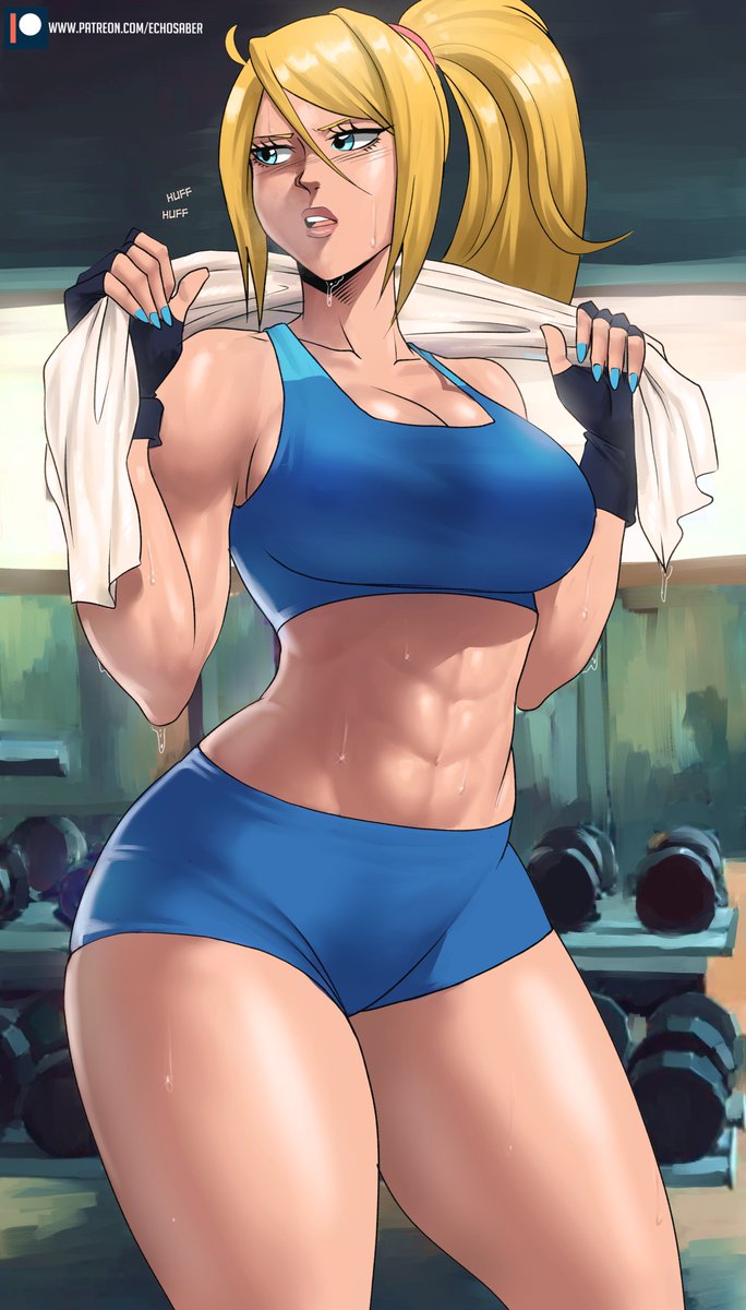 サムス・アラン 「Samus working on her Abs! 」|EchoSaberのイラスト