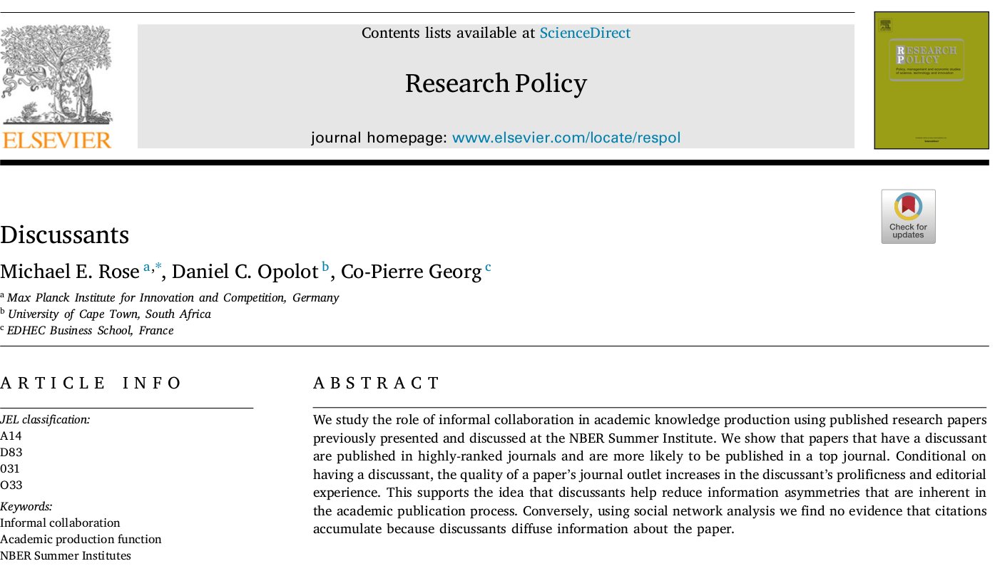 Michael E. Rose 🇺🇦 on Twitter: "Dear #EconTwitter, would you like to have a #discussant at the ...