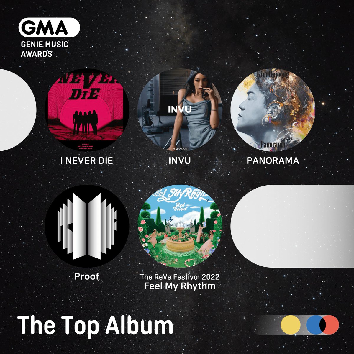 임드림 on Twitter: "RT @genie_GMA: 2022 GMA [대상_올해의 앨범] 후보 소개💙 올 한해 우리와 함께한 아티스트들 중 영광의 주인공은 누가 될까요 ...