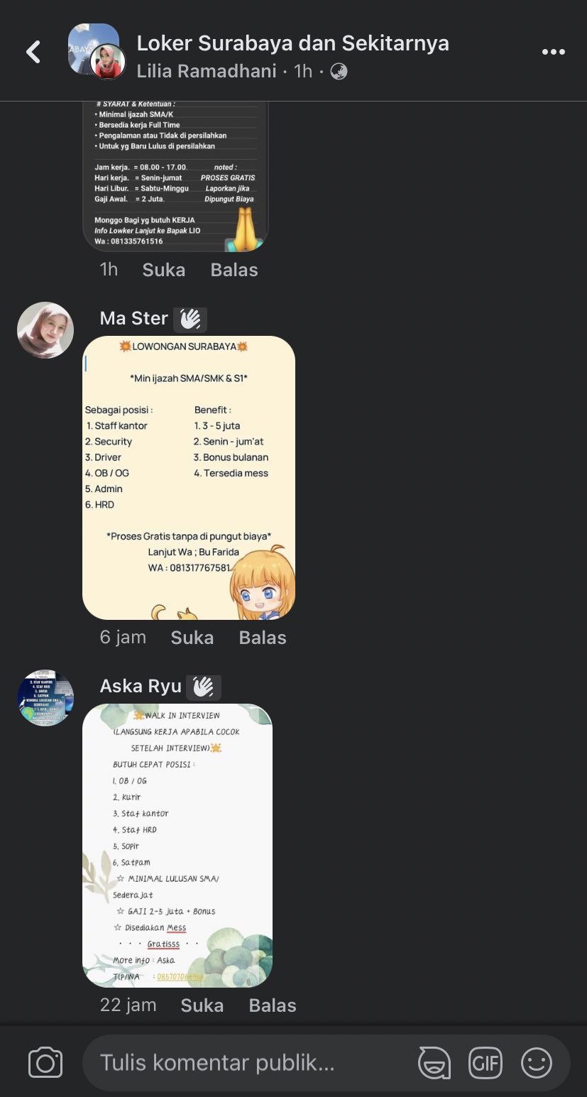 BACA RULES DI (bit.ly/worksfess) on Twitter: "Loker d grup fb yg gaada nama pt nya ini p3niip ...