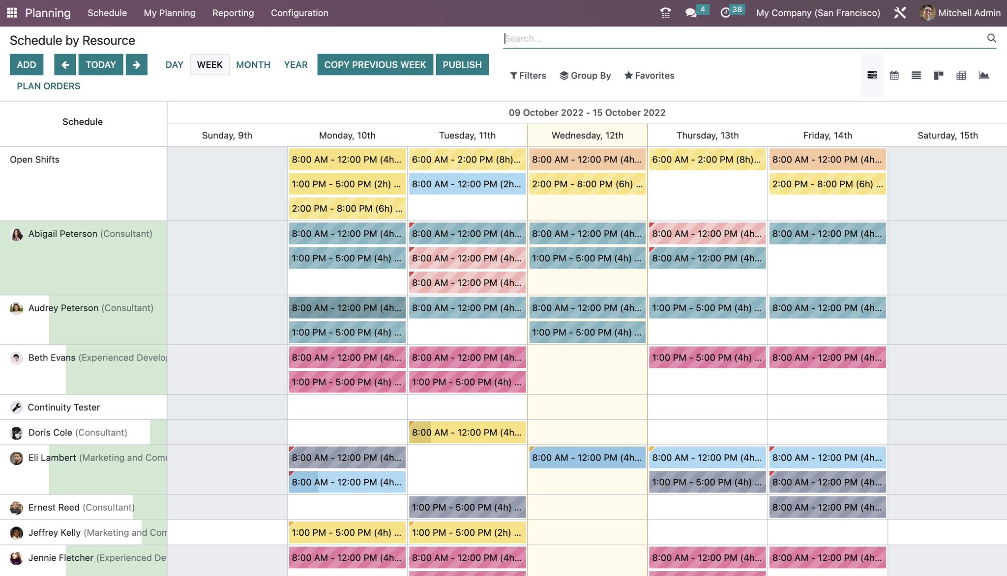 Odoo on Twitter: "Another cool app is the Planning app, it's very visual, we use it to plan the ...
