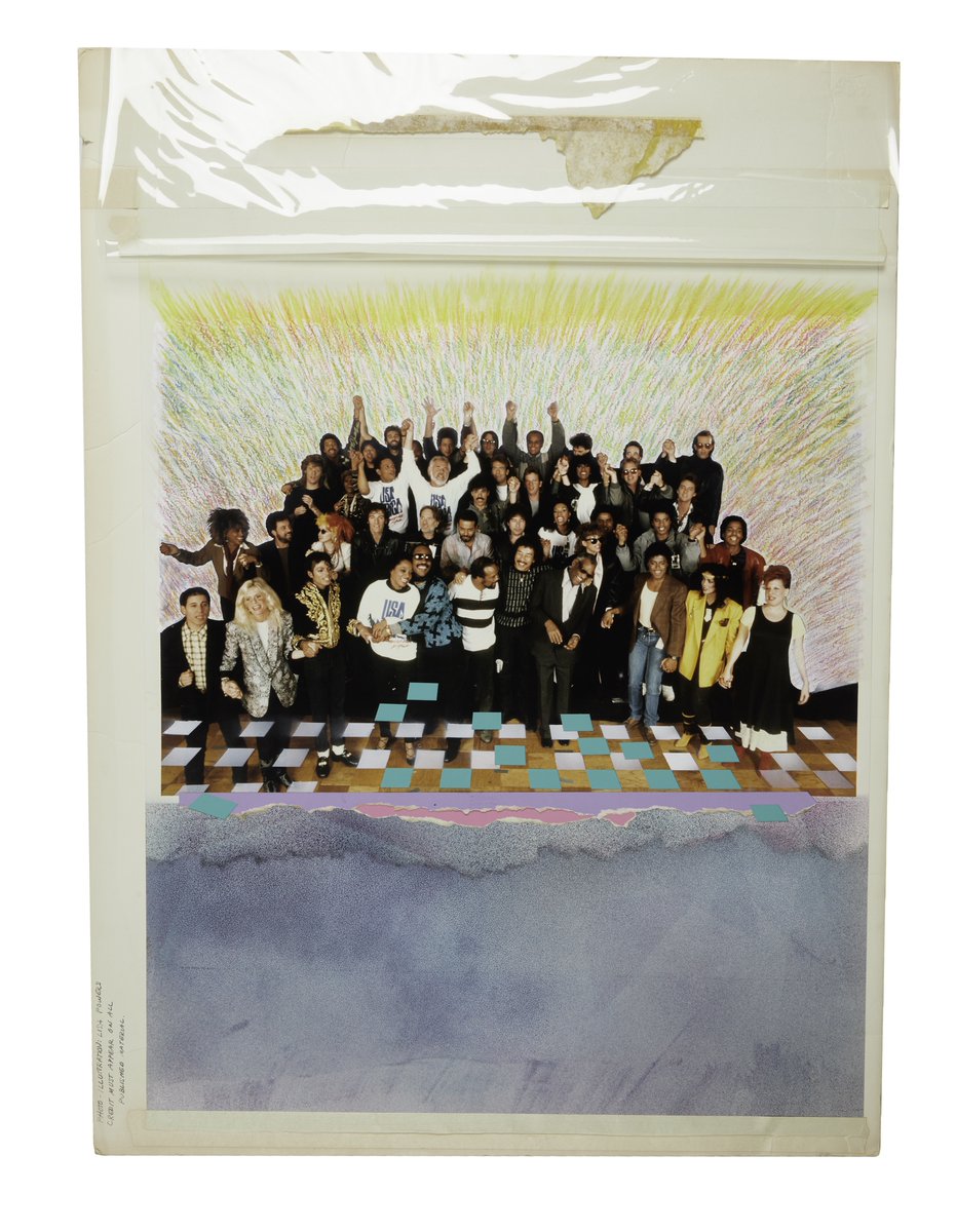 An original mock-up for the supergroup USA for Africa single "We Are ...