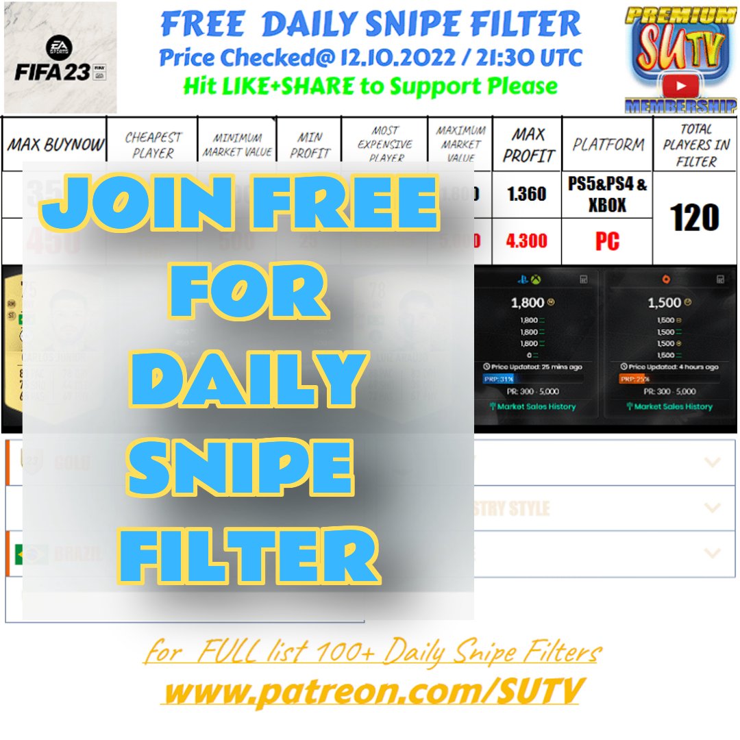 FIFA 23 SNIPE LIST and BOT on Twitter: FIFA 23 SNIPE LIST and BOT on Twitter: