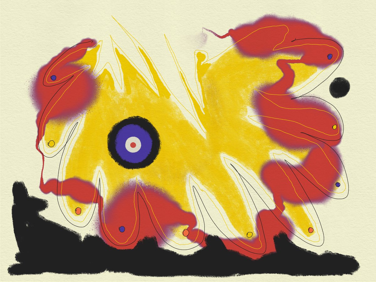 「abstraction using yellow, red, purple, a」|omentejovemのイラスト